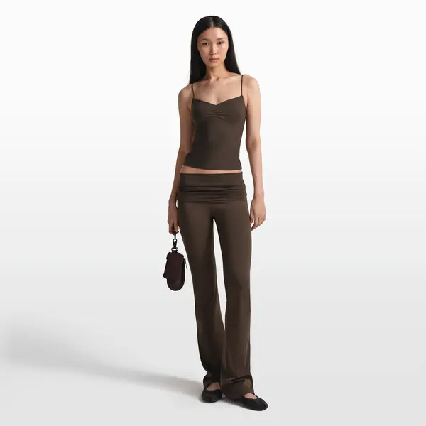Nike Skims Matte Flared Fold-over Waistband Pants - Brown