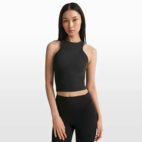 Nike Ribbed Racerneck Tank Top - Black