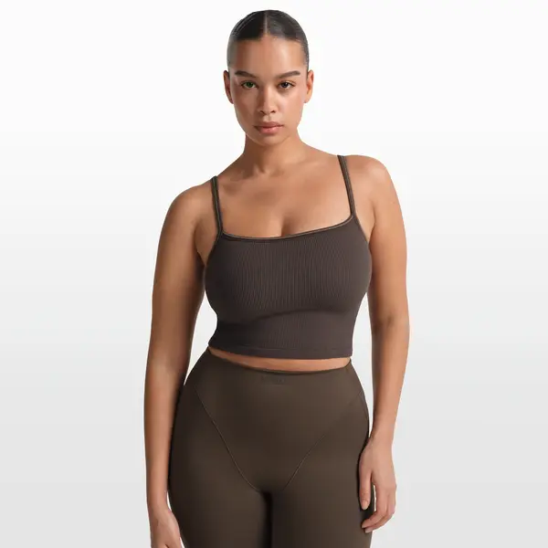 Nike Ribbed Seamless Cami Tank Top - Brown