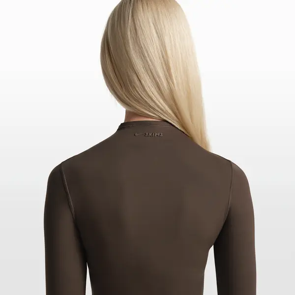 Nike Skims Matte 1/2-zip Mock-neck Long-sleeve Top - Brown