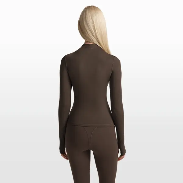 Nike Skims Matte 1/2-zip Mock-neck Long-sleeve Top - Brown