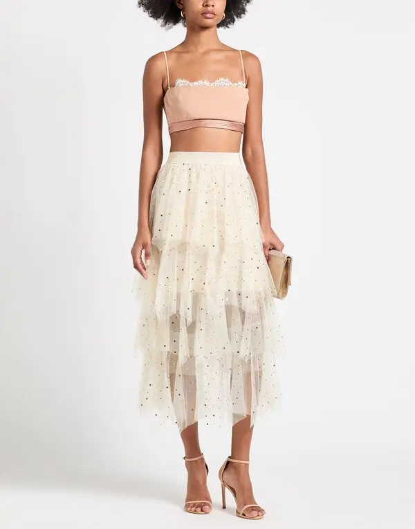 Elisabetta Franchi Crepe Crop Top With Lace And Satin Trims