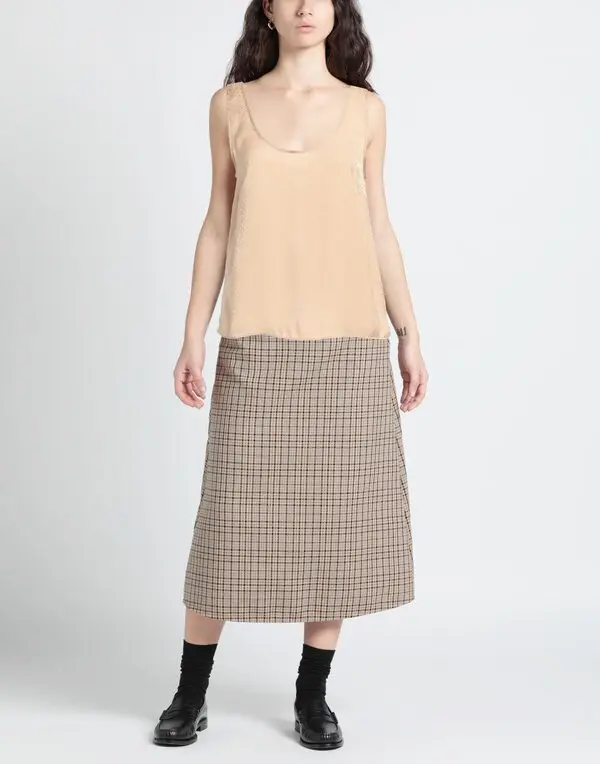 TWINSET Viscose Jacquard Scoop Neck Sleeveless Top - Beige