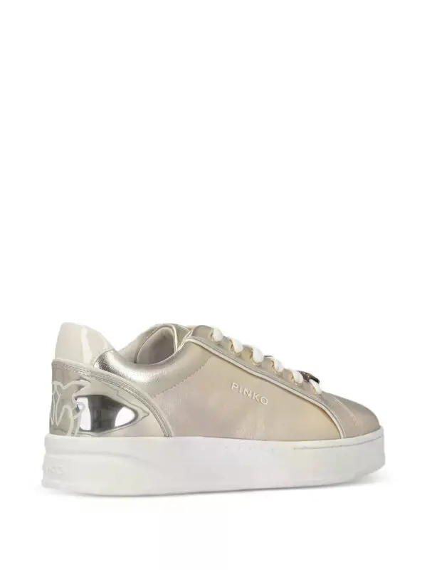 Pinko Logo Detail Lace-up Sneakers - Gold