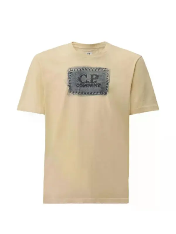 C.P. COMPANY 24/1 Jersey Short Sleeve Logo Label T-shirt - Neutrals