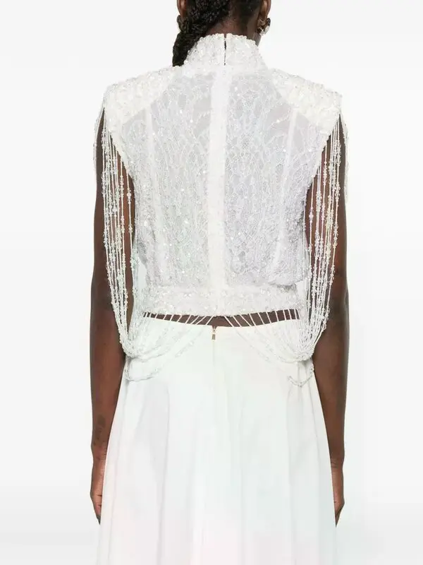 M.MARQUISE Beaded Fringe Sleeveless Blouse