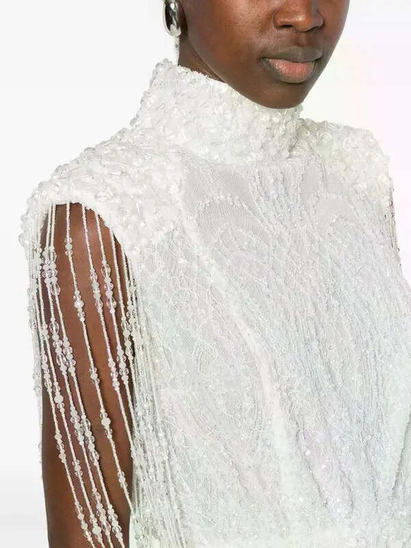 M.MARQUISE Beaded Fringe Sleeveless Blouse