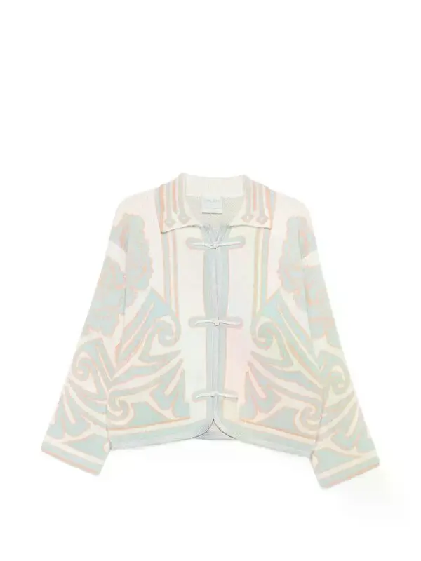 FORTE_FORTE Floral-print Collared Cardigan