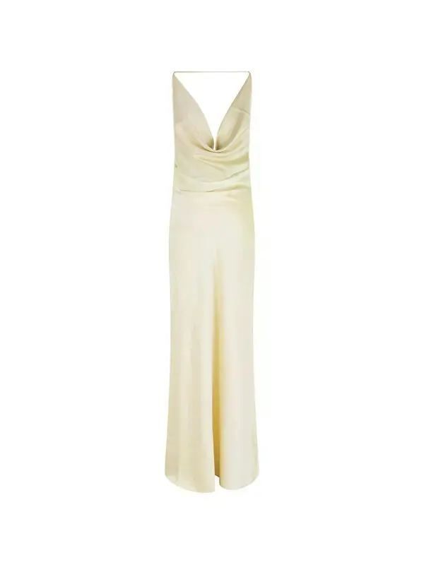 Andamane Cowl-neck Slit Maxi Dress