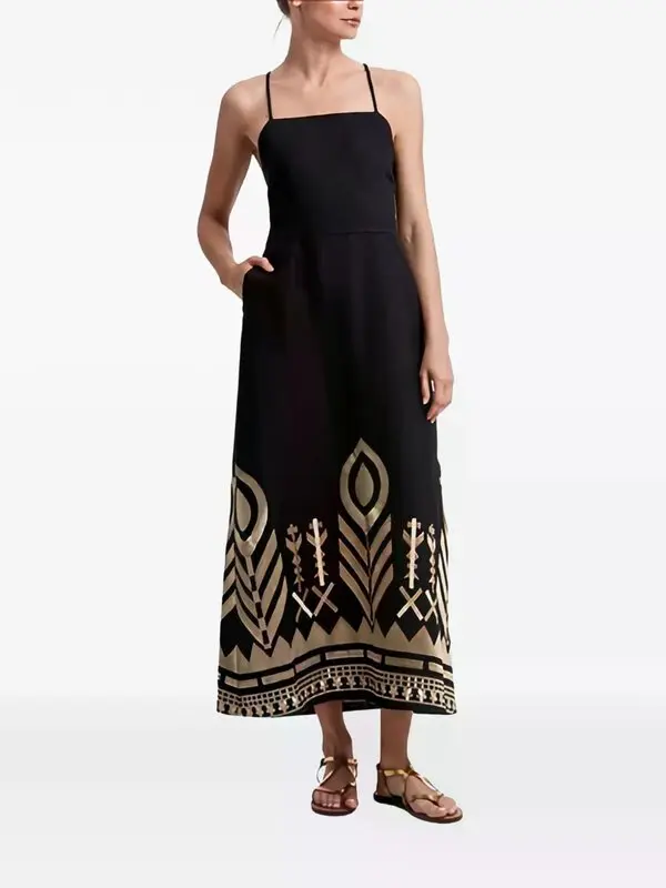 Greek Archaic Kori Cross-straps Maxi Dress - Black