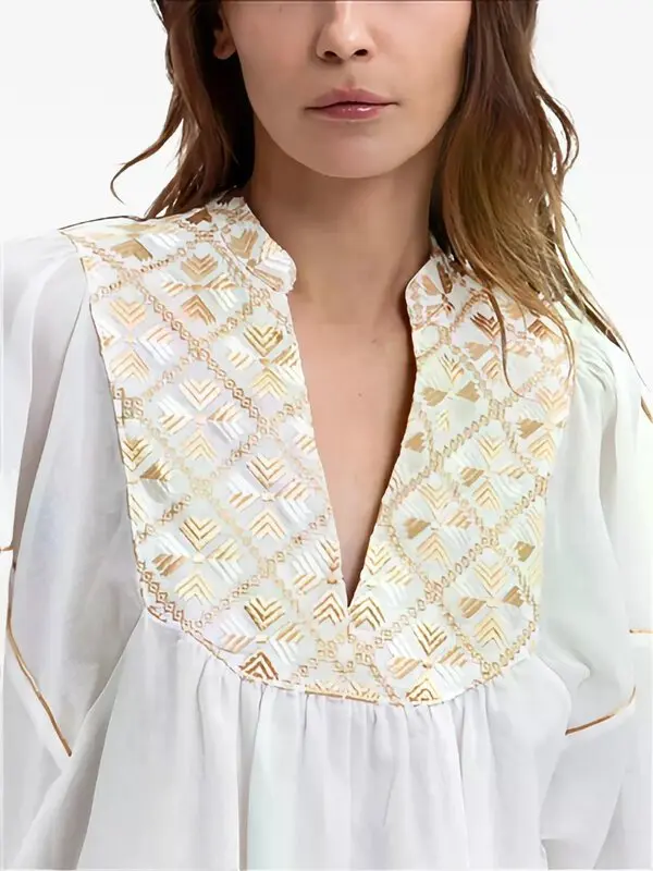 Greek Archaic Kori Geometric-pattern Blouse
