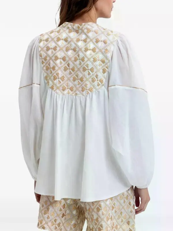 Greek Archaic Kori Geometric-pattern Blouse