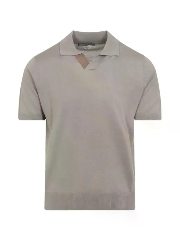 Canali Collar-detail T-shirt - Grey
