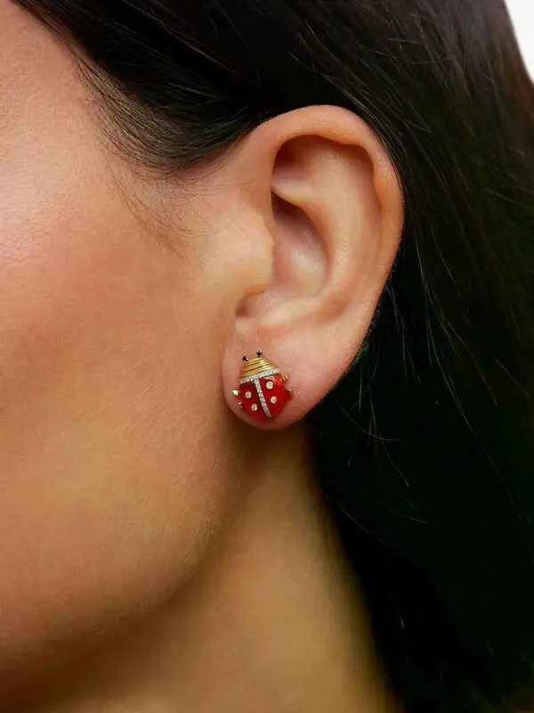 Yvonne Léon Ladybug Diamond Earrings