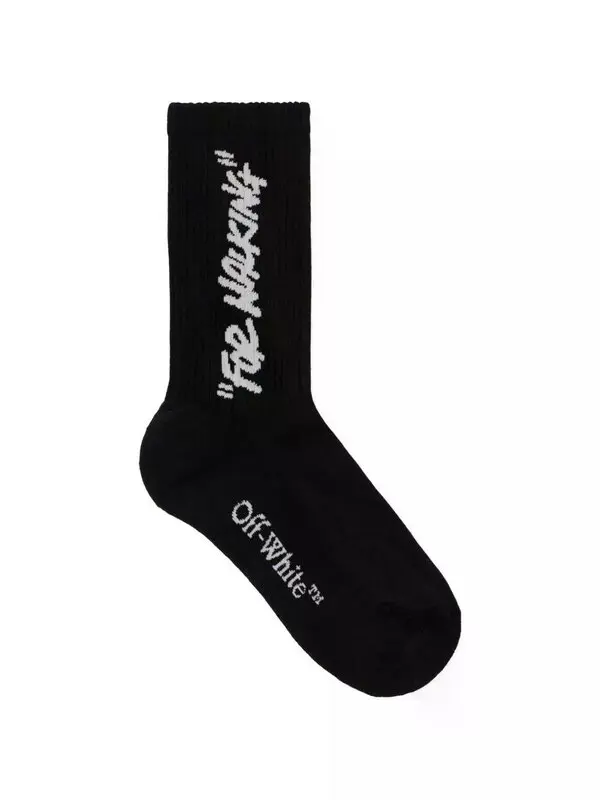 Off-White Quote Mid-calf Socks - Black