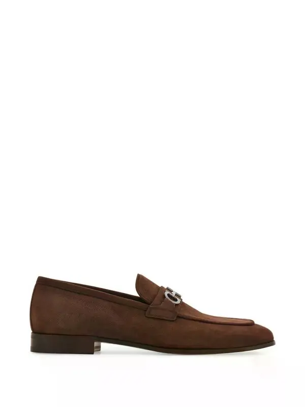 FERRAGAMO Moccasin With Gancini Ornament - Brown