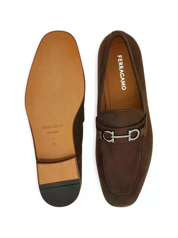 FERRAGAMO Moccasin With Gancini Ornament - Brown