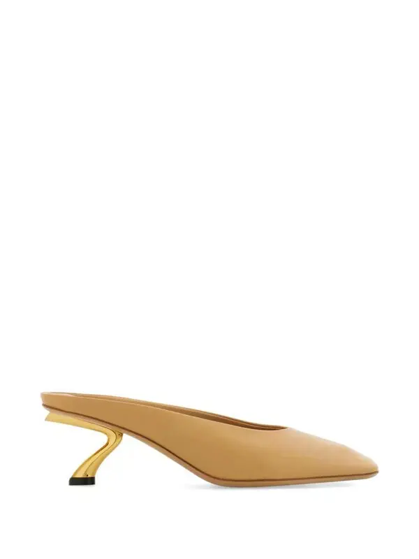 FERRAGAMO Sculptural Heel Mules - Neutrals