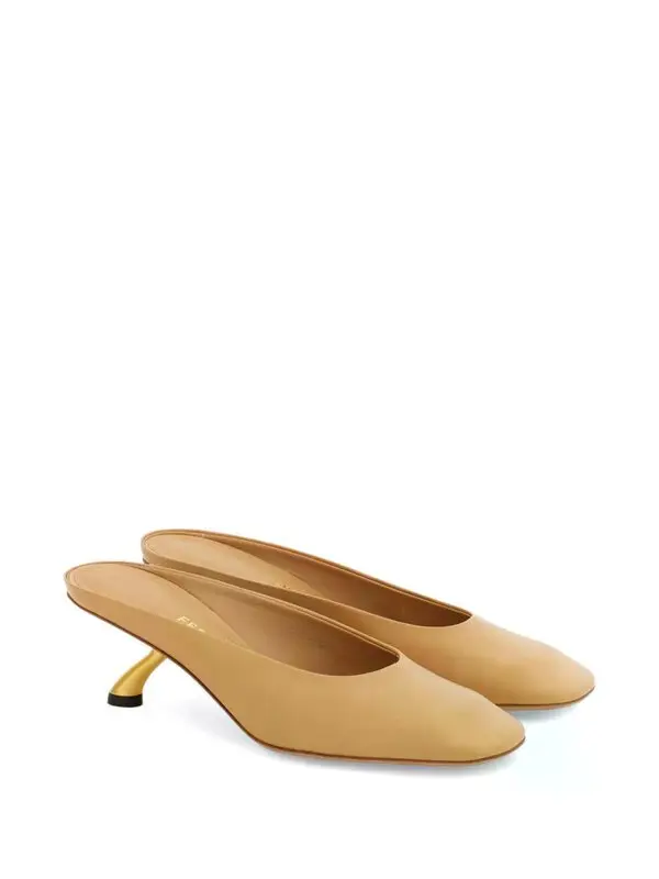 FERRAGAMO Sculptural Heel Mules - Neutrals