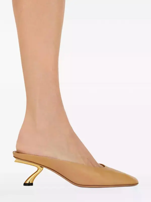 FERRAGAMO Sculptural Heel Mules - Neutrals