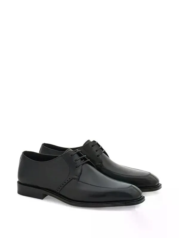 FERRAGAMO Calf Leather Derby Shoes With Blake Construction - Black