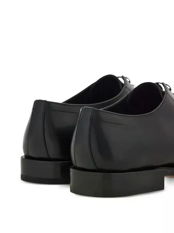 FERRAGAMO Calf Leather Derby Shoes With Blake Construction - Black