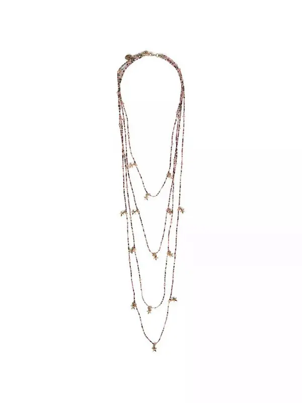 Red Valentino Star Charm Beaded Necklace - Gold