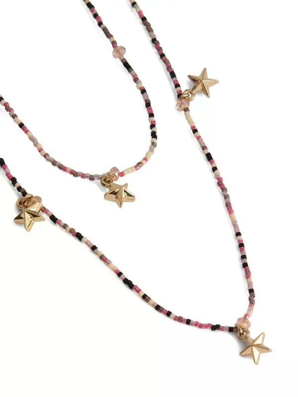 Red Valentino Star Charm Beaded Necklace