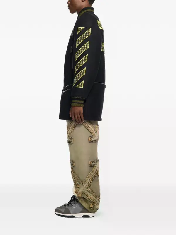 Off-White Embroidered Zip Coat