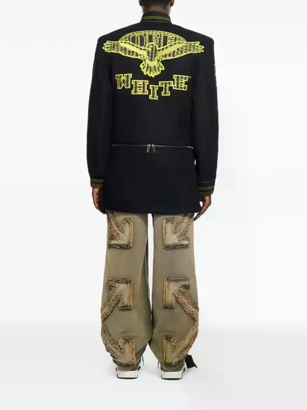 Off-White Embroidered Zip Coat