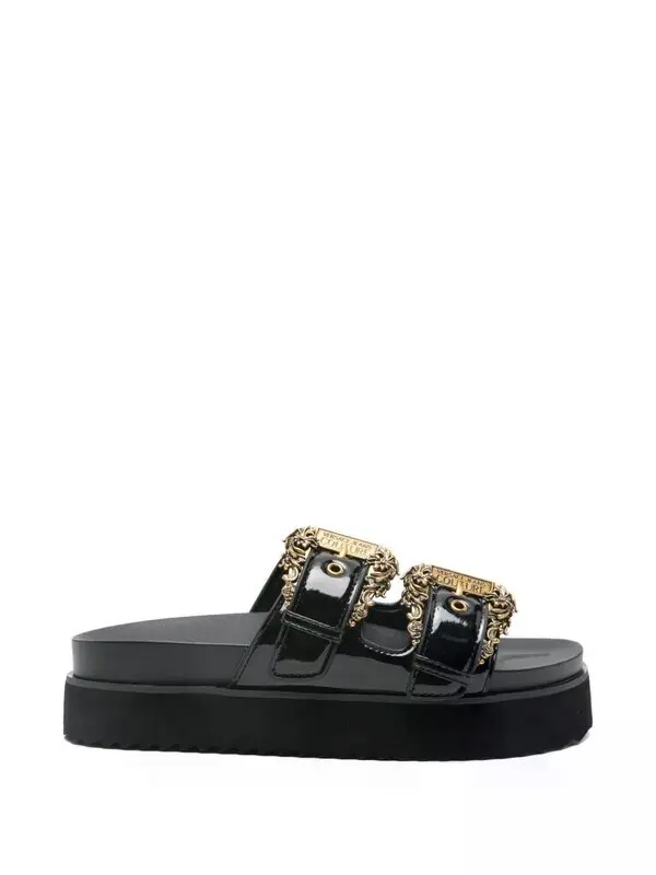 Versace Buckled Platform Sandals - Black