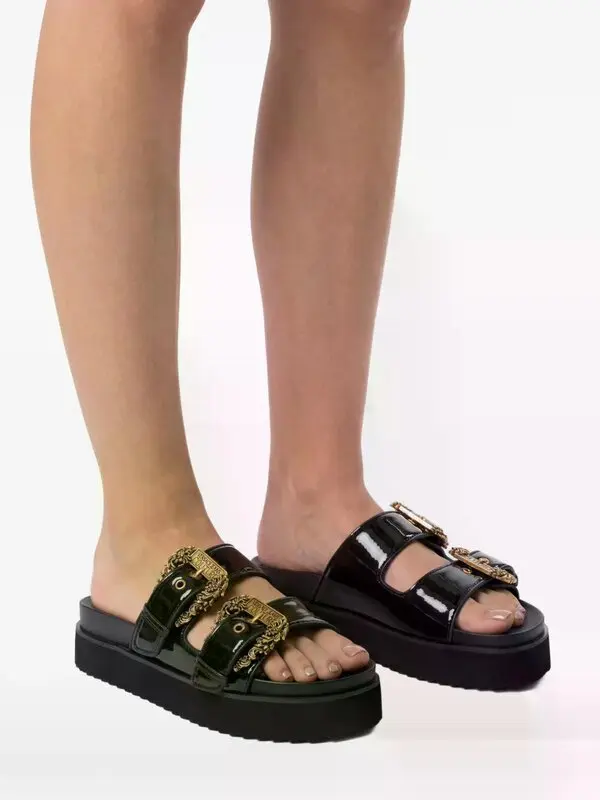 Versace Buckled Platform Sandals - Black