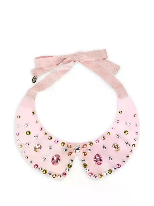 Red Valentino Embellished Bow Necklace - Pink