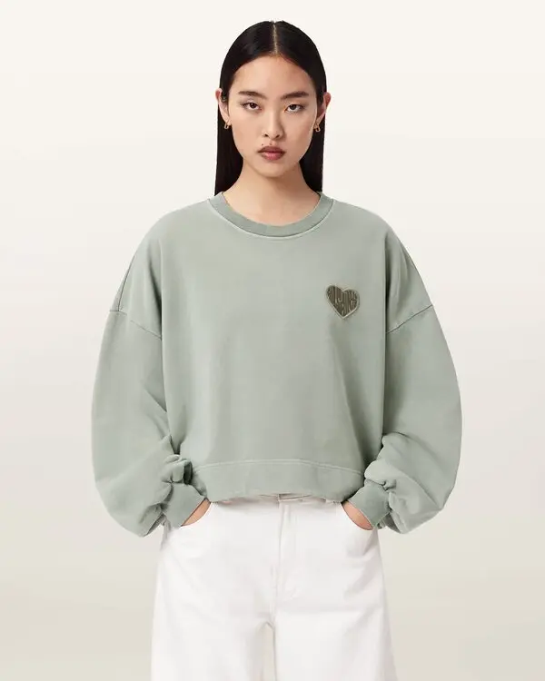 ALLSAINTS Oversized Crew Neck Sweatshirt - Abbey Stone Green