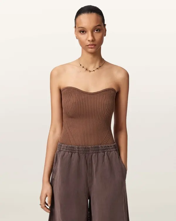 ALLSAINTS Cruz Bandeau Slim Fit Top - Penny Brown