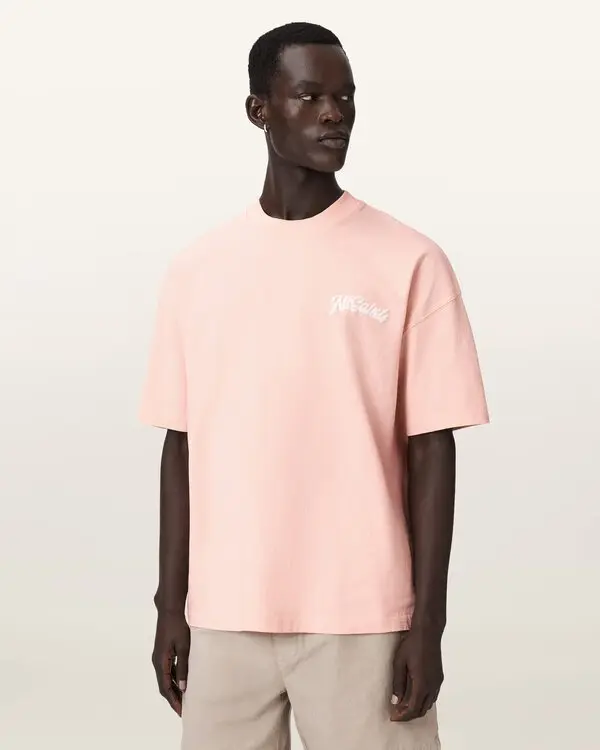 ALLSAINTS Odyssey Oversized Short Sleeve Crew T-shirt - Blushed Pink