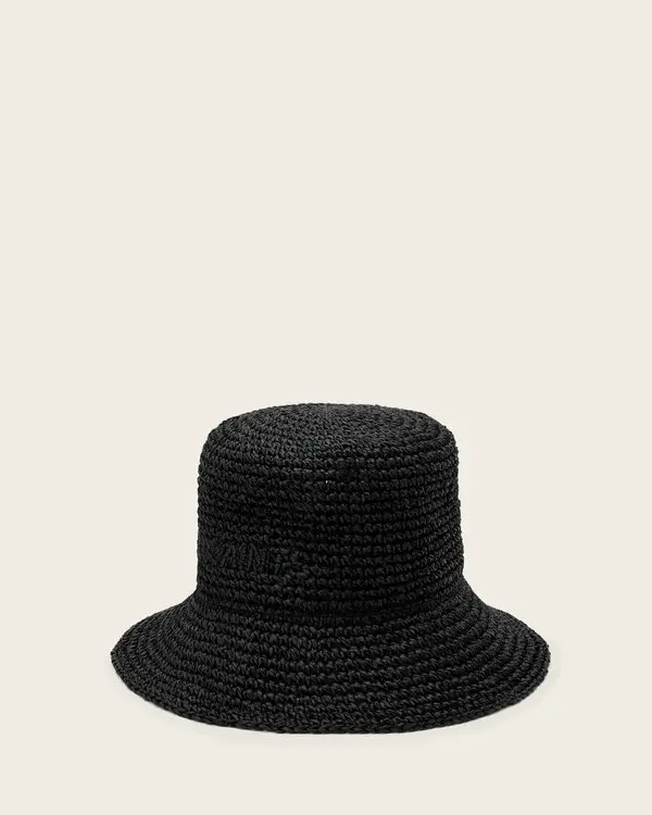 ALLSAINTS Eli Straw Bucket Hat - Black