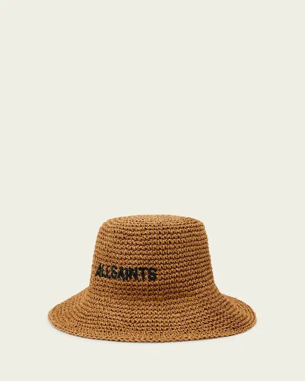ALLSAINTS Eli Straw Bucket Hat - Brown