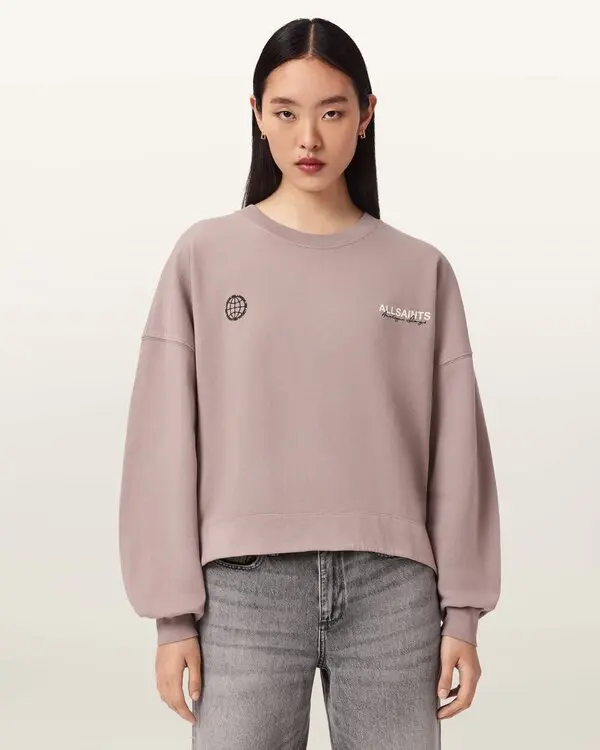 ALLSAINTS Emblem Oversized Sweatshirt - Dusty Lilac
