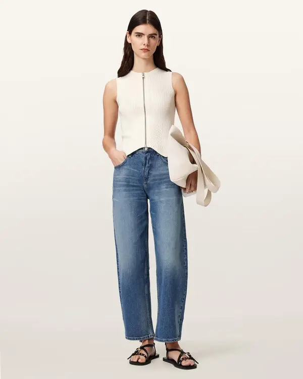 ALLSAINTS Cruz Zip Sleeveless Top - Chalk White