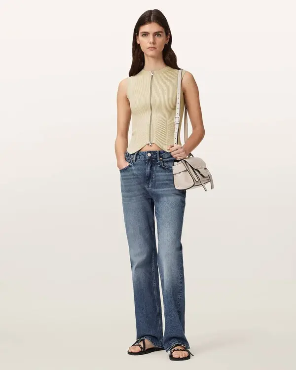 ALLSAINTS Cruz Zip Sleeveless Top - Haze Green