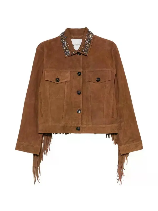 ERMANNO FIRENZE Crystal-embellished Fringe Suede Jacket