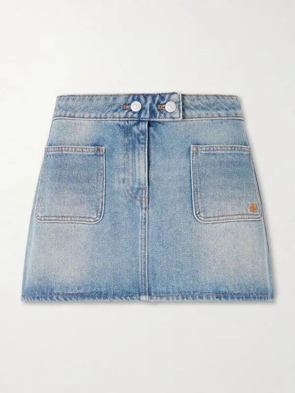 COURREGES Embroidered Denim Mini Skirt