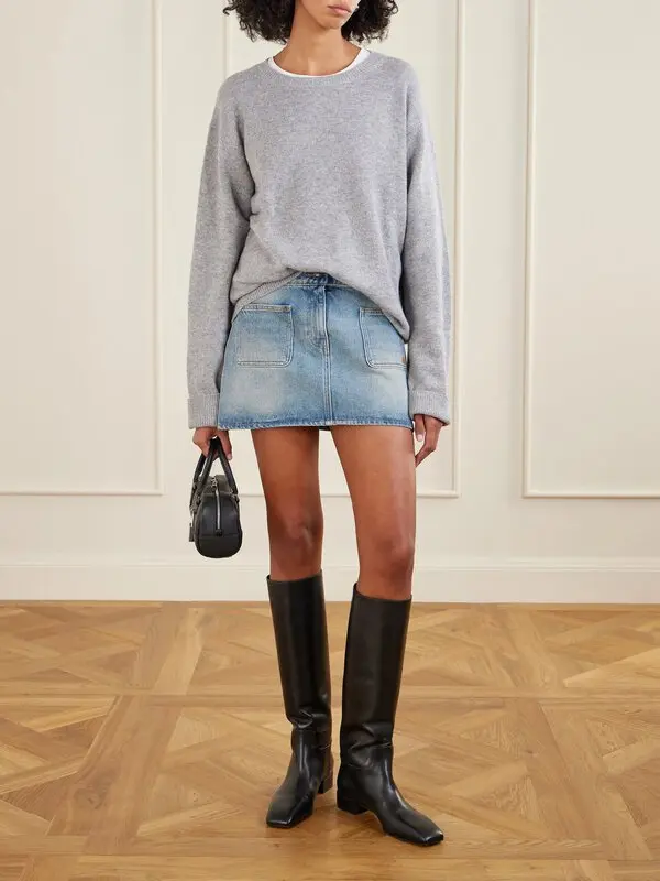 COURREGES Embroidered Denim Mini Skirt