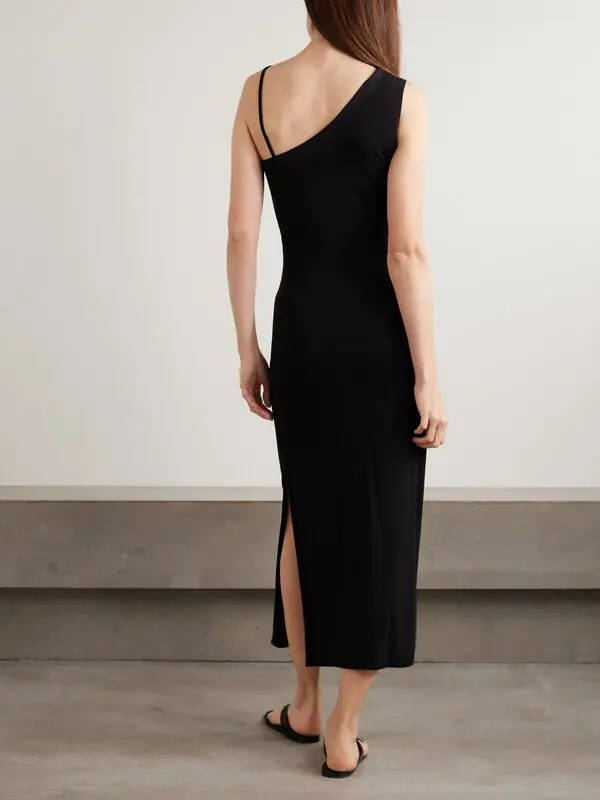 Max Mara One-shoulder Ruched Stretch-jersey Midi Dress