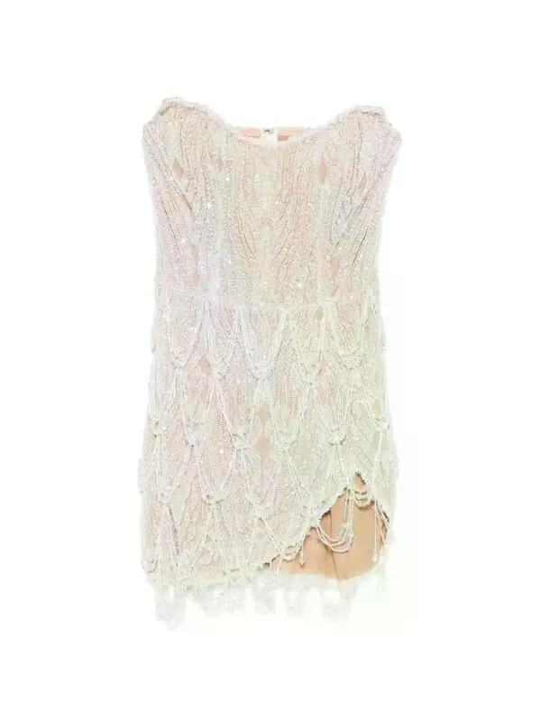 M.MARQUISE Beaded Strapless Mini Dress