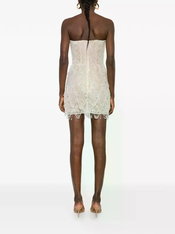 M.MARQUISE Beaded Strapless Mini Dress