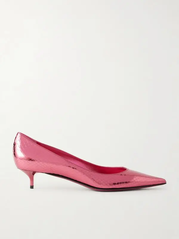 JIMMY CHOO Amelia 30 Lizard-effect Metallic Leather Pumps - Pink