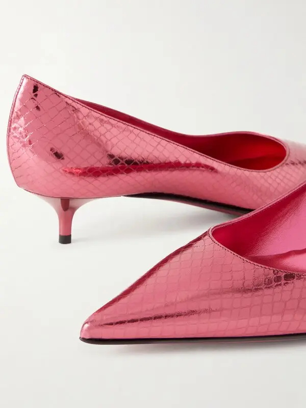 JIMMY CHOO Amelia 30 Lizard-effect Metallic Leather Pumps - Pink
