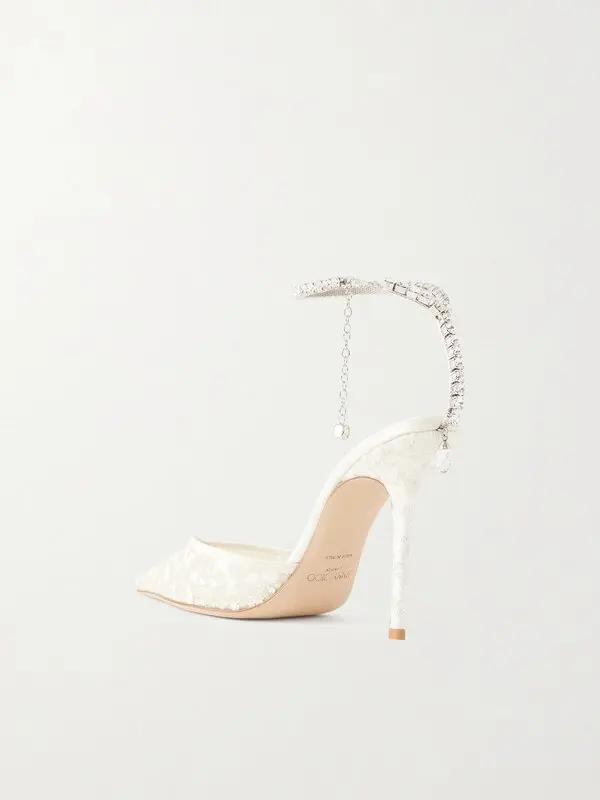JIMMY CHOO Saeda 100 Crystal-embellished Sequined Mesh Pumps